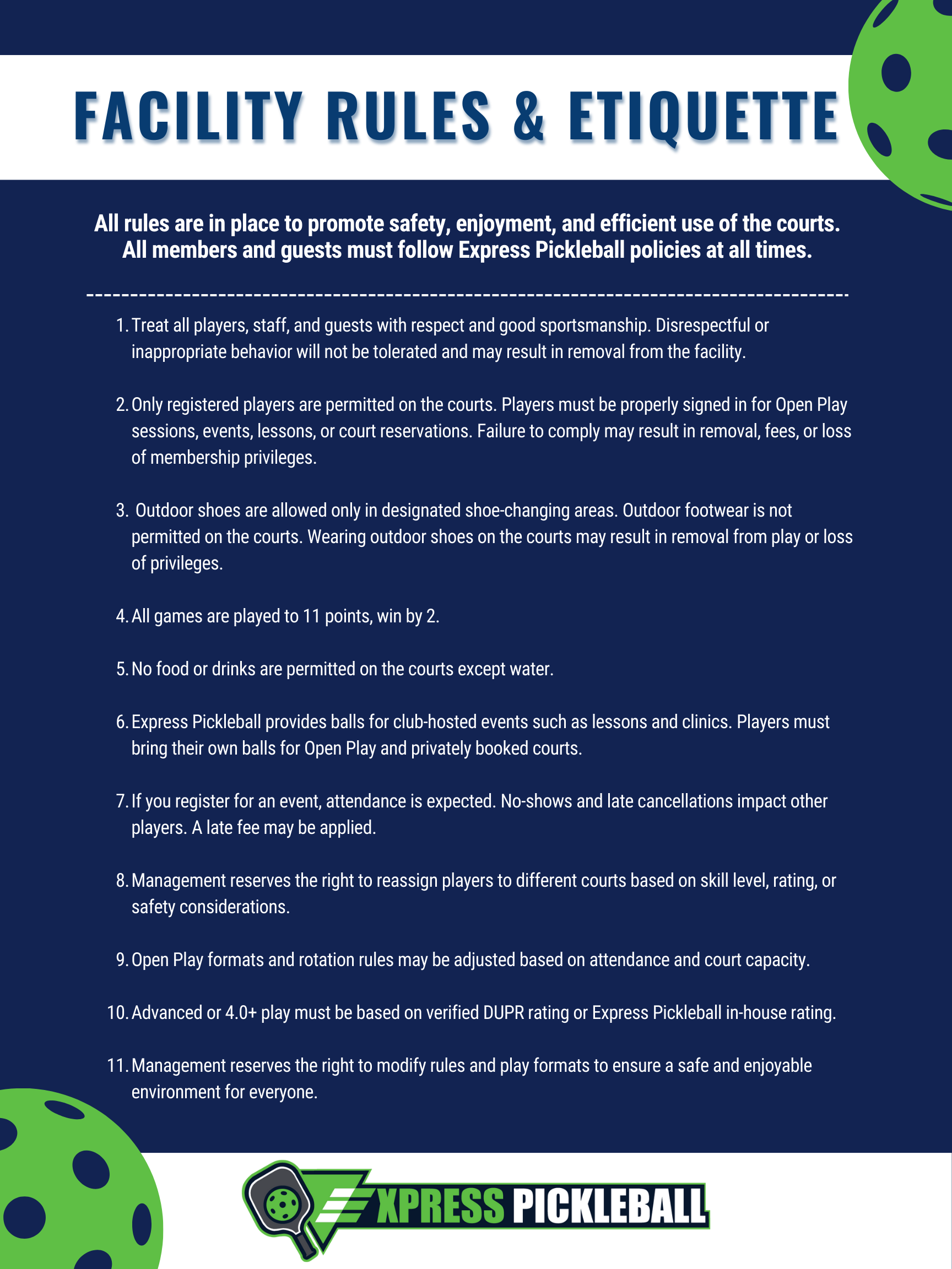 Express Pickleball - Rules
